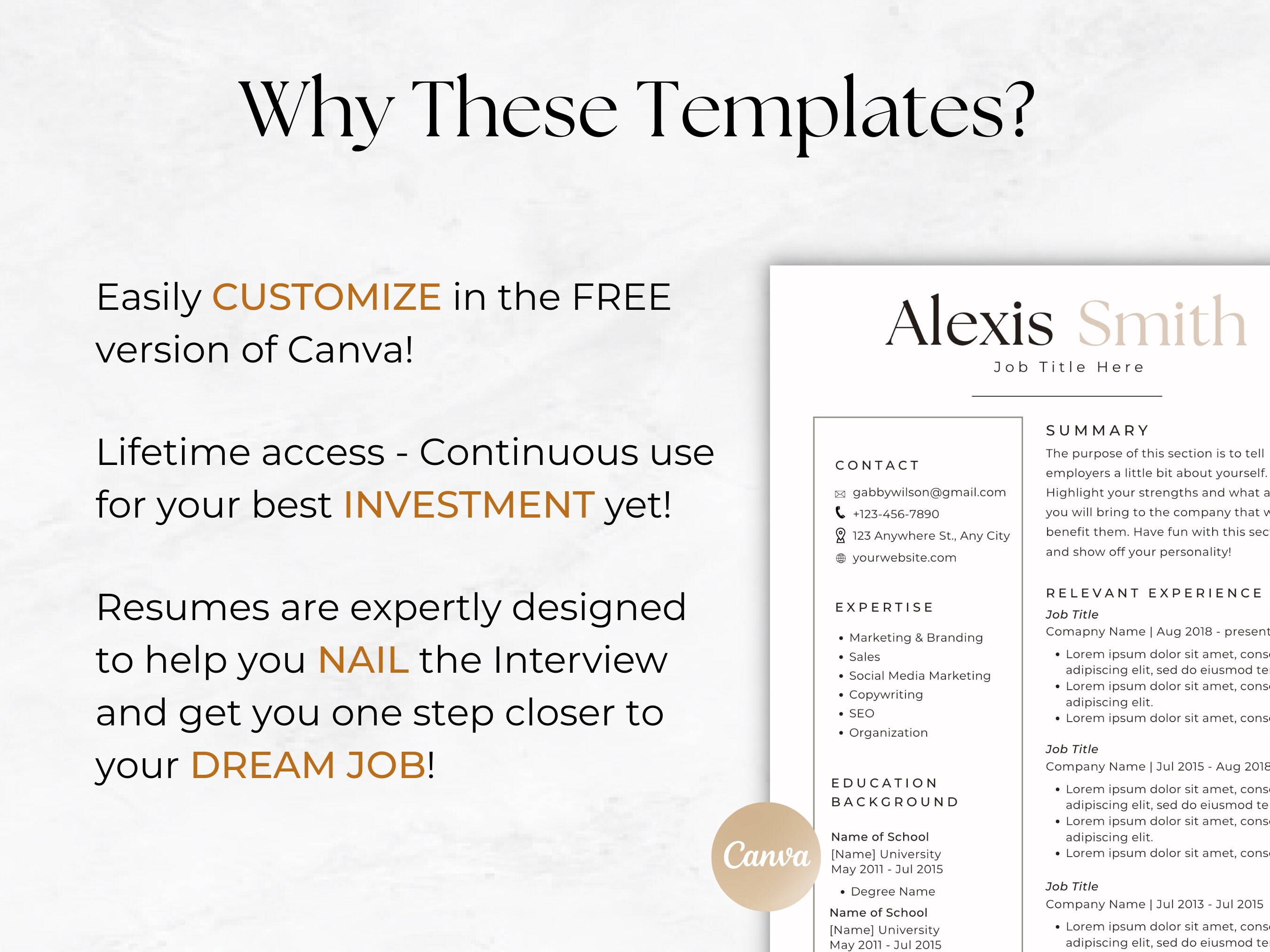 College Resume Template Canva Resume Template Resume - Etsy