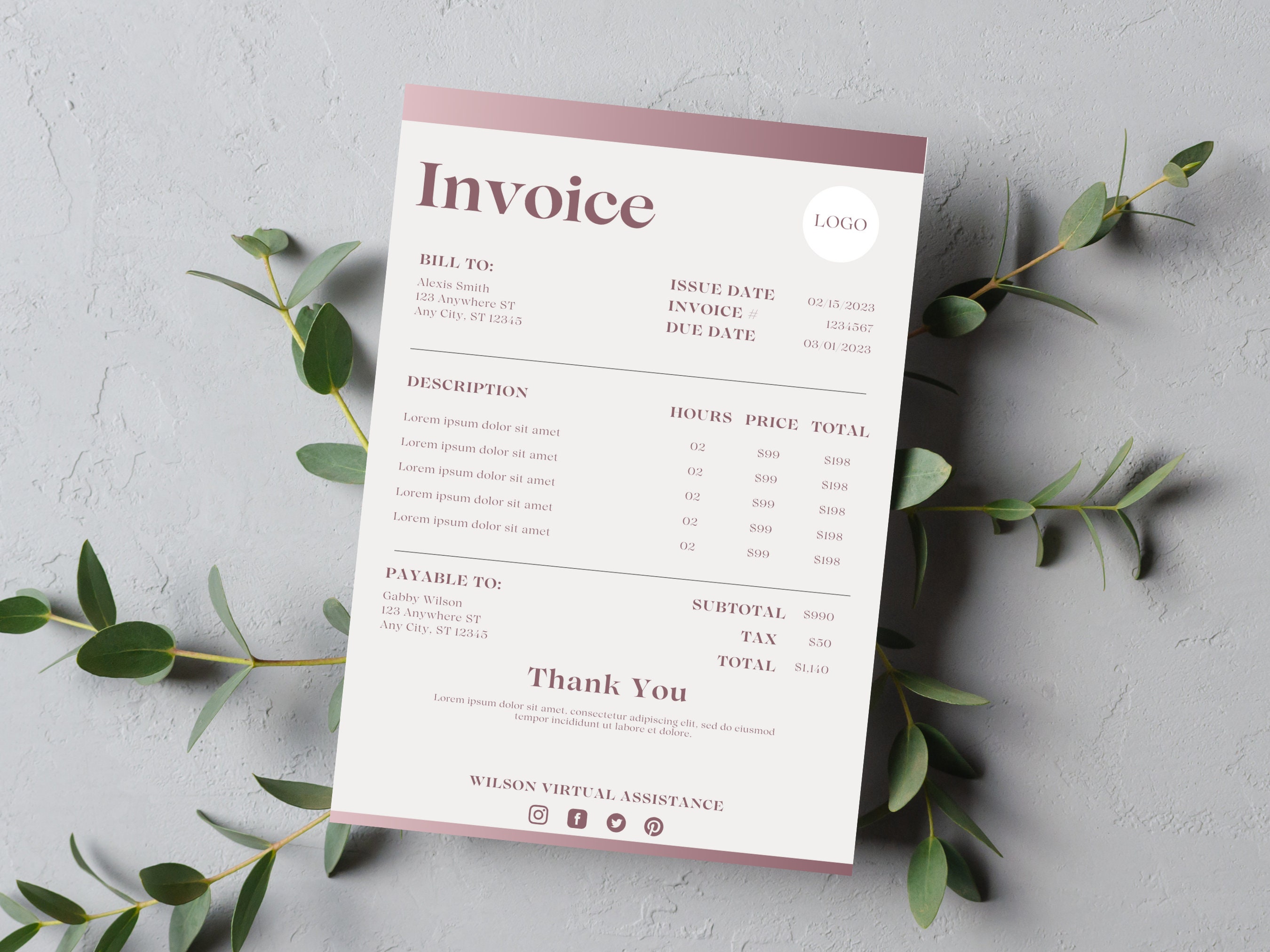 Invoice Template, Printable Invoice, Editable Invoice, Business Invoice ...