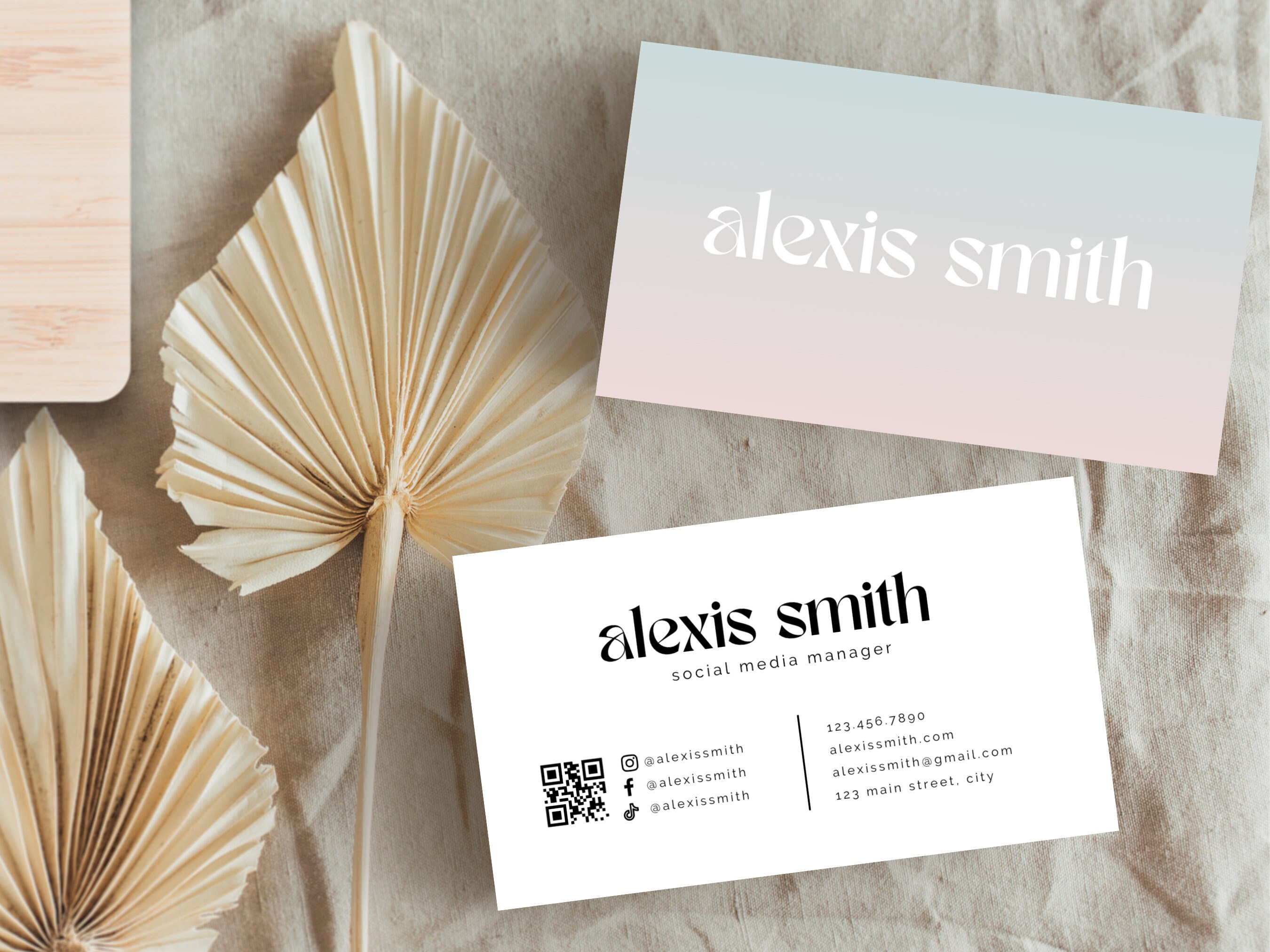 Unique Business Card, Boho Business Card Template Canva, Gradient ...