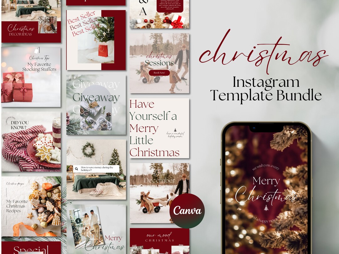 Christmas Instagram Template Bundle, Christmas Instagram Templates ...
