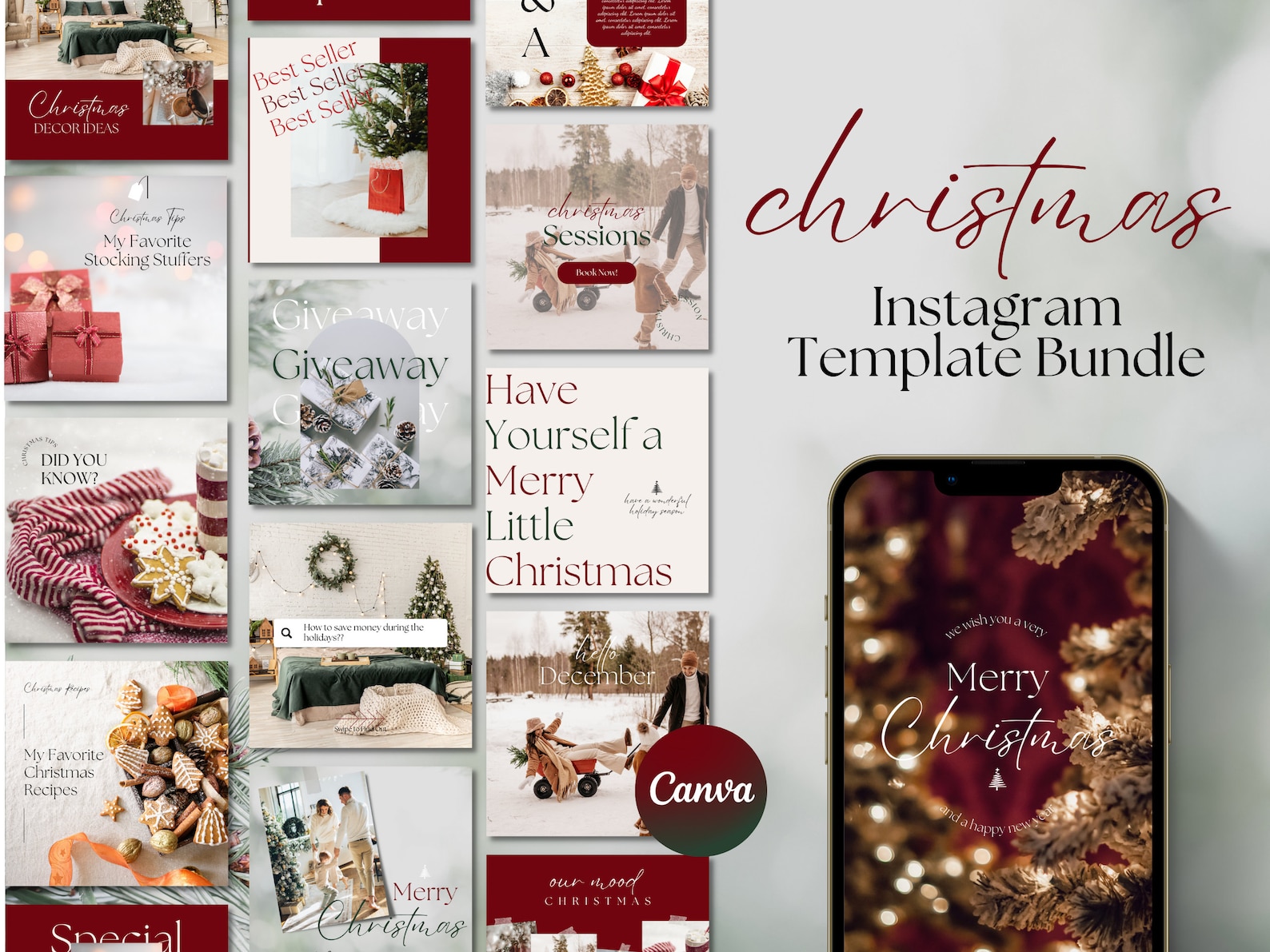 Christmas Instagram Template Bundle, Christmas Instagram Templates ...