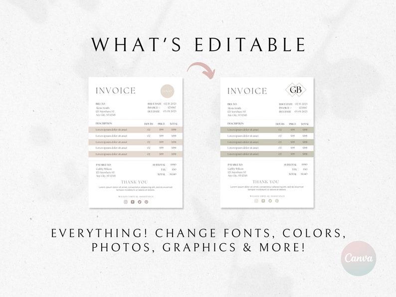 Invoice Template, Printable Invoice, Editable Invoice, Business Invoice ...