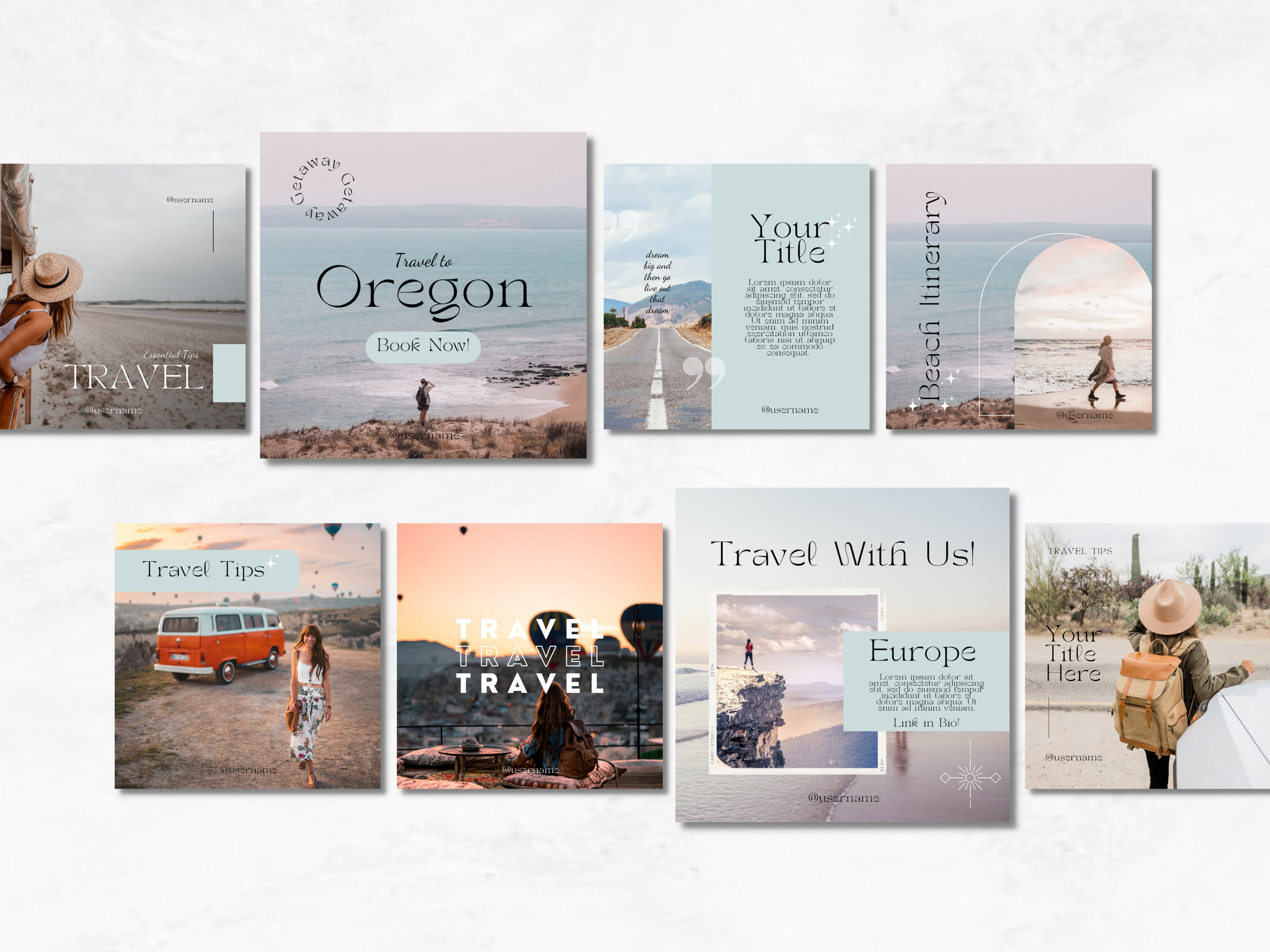 Travel Instagram Post, Travel Digital Download, Travel Agent Template ...