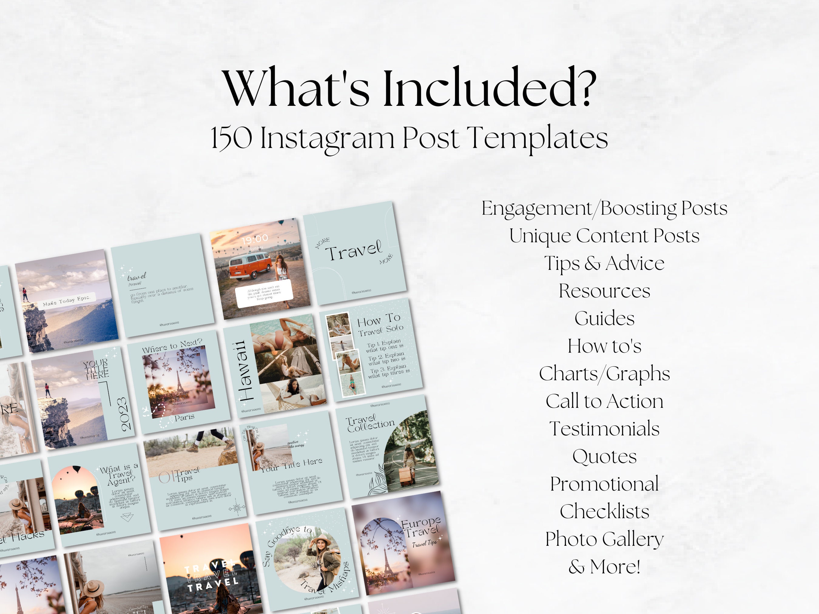 Travel Instagram Post, Travel Digital Download, Travel Agent Template ...