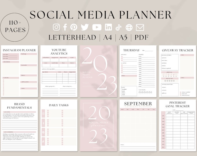 Social Media Planner Printable | Social Media Planner Bundle | Content ...