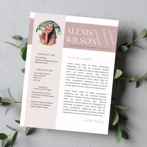 Sorority Resume Template, Sorority Recruitment, Resume With Photo, Rush ...