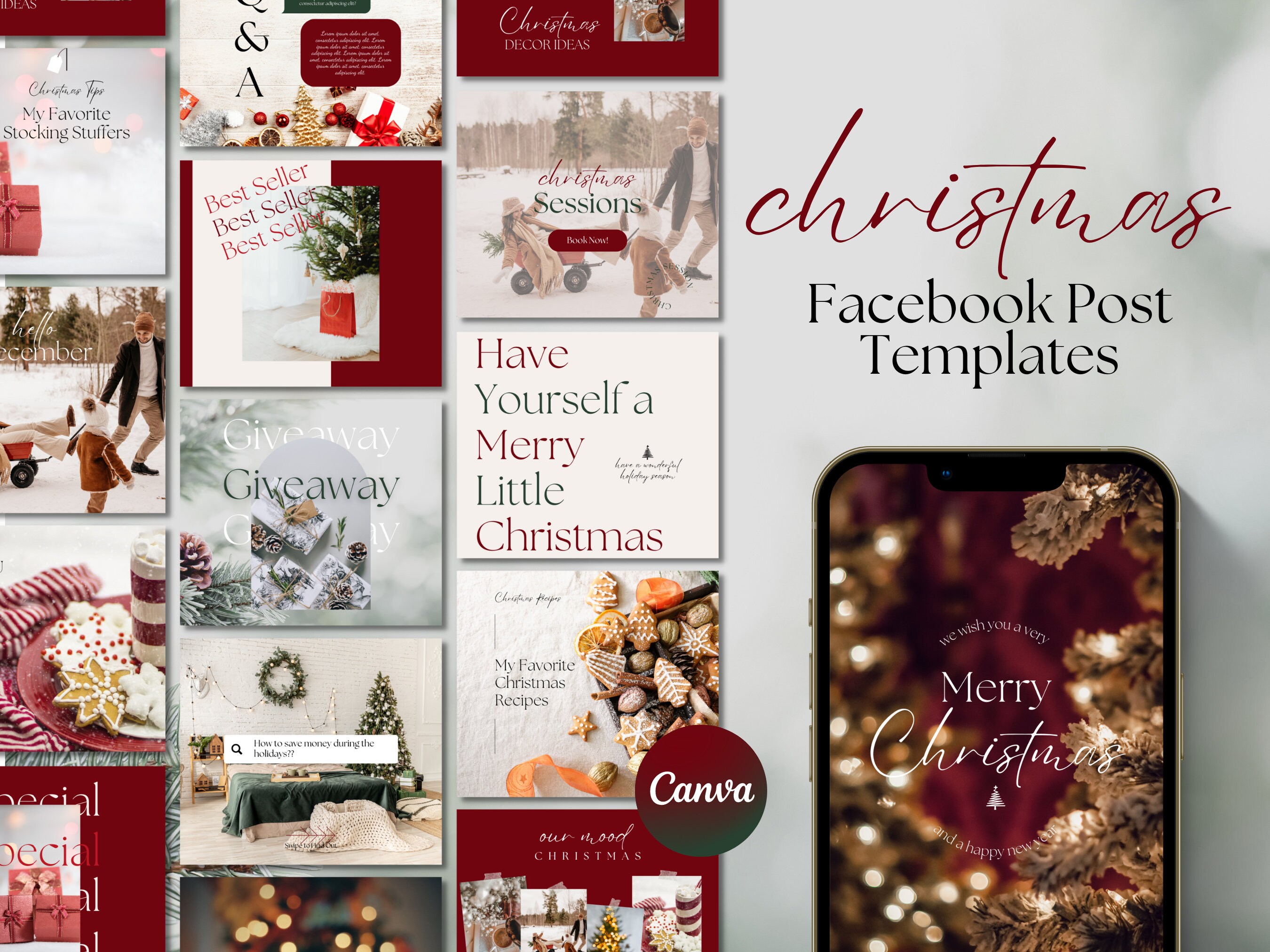 Christmas Facebook Post Templates, Christmas Facebook Templates Canva ...
