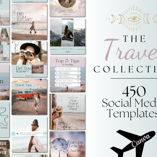 Travel Social Media Templates Travel Digital Download Travel - Etsy