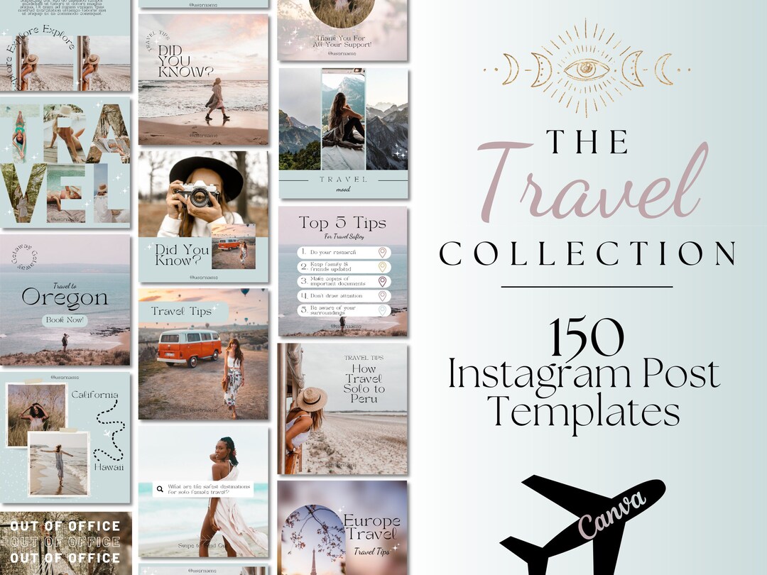 Travel Instagram Post, Travel Digital Download, Travel Agent Template ...