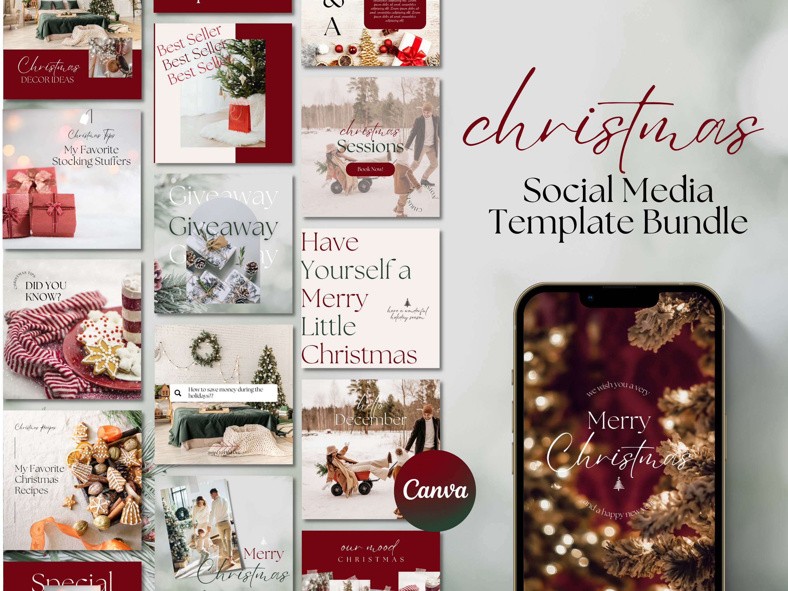 Christmas Social Media Templates, Holiday Social Media Templates ...