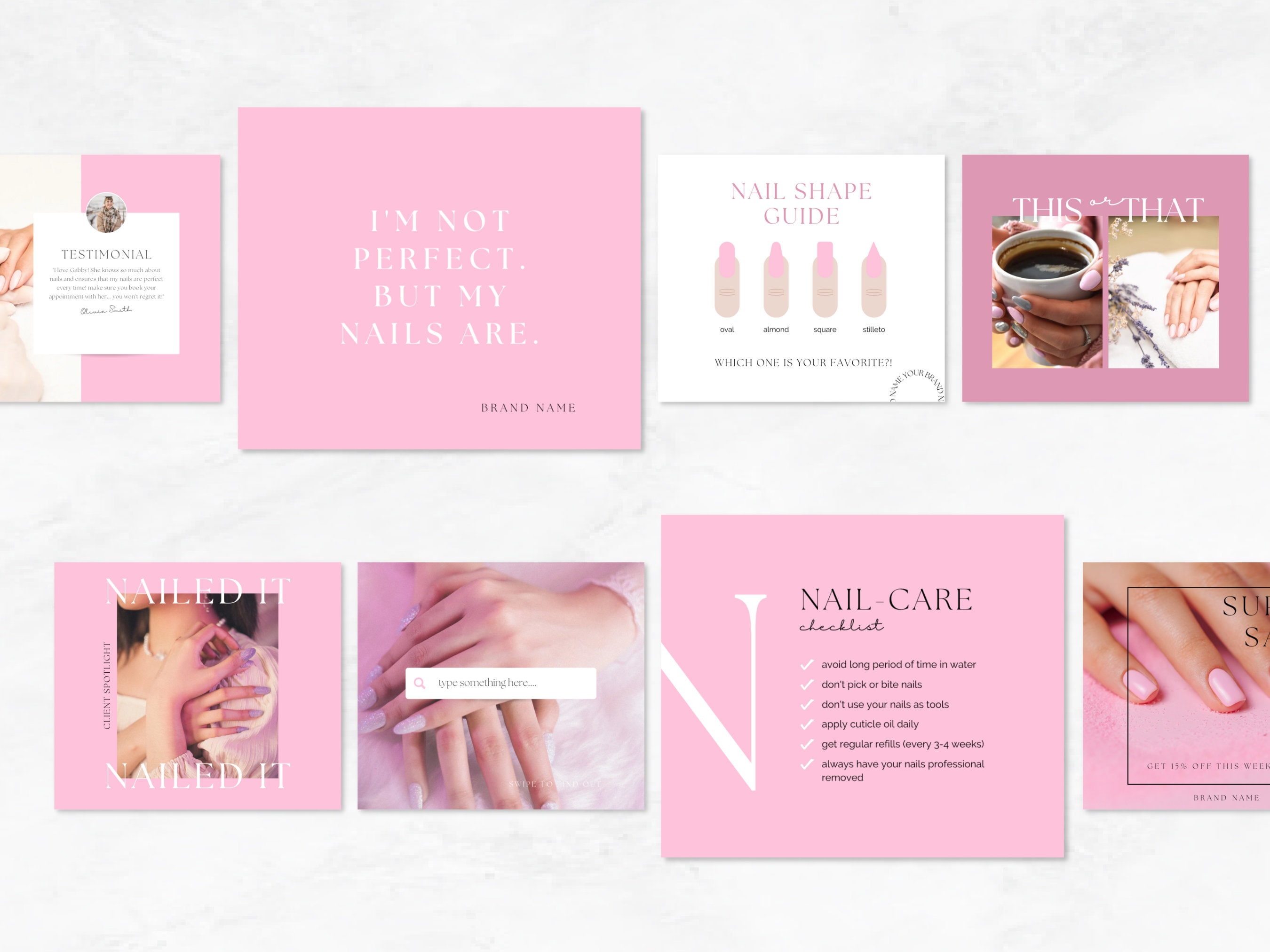 Nail Technician Facebook Post Templates, Nail Tech Branding Kit, Nail ...
