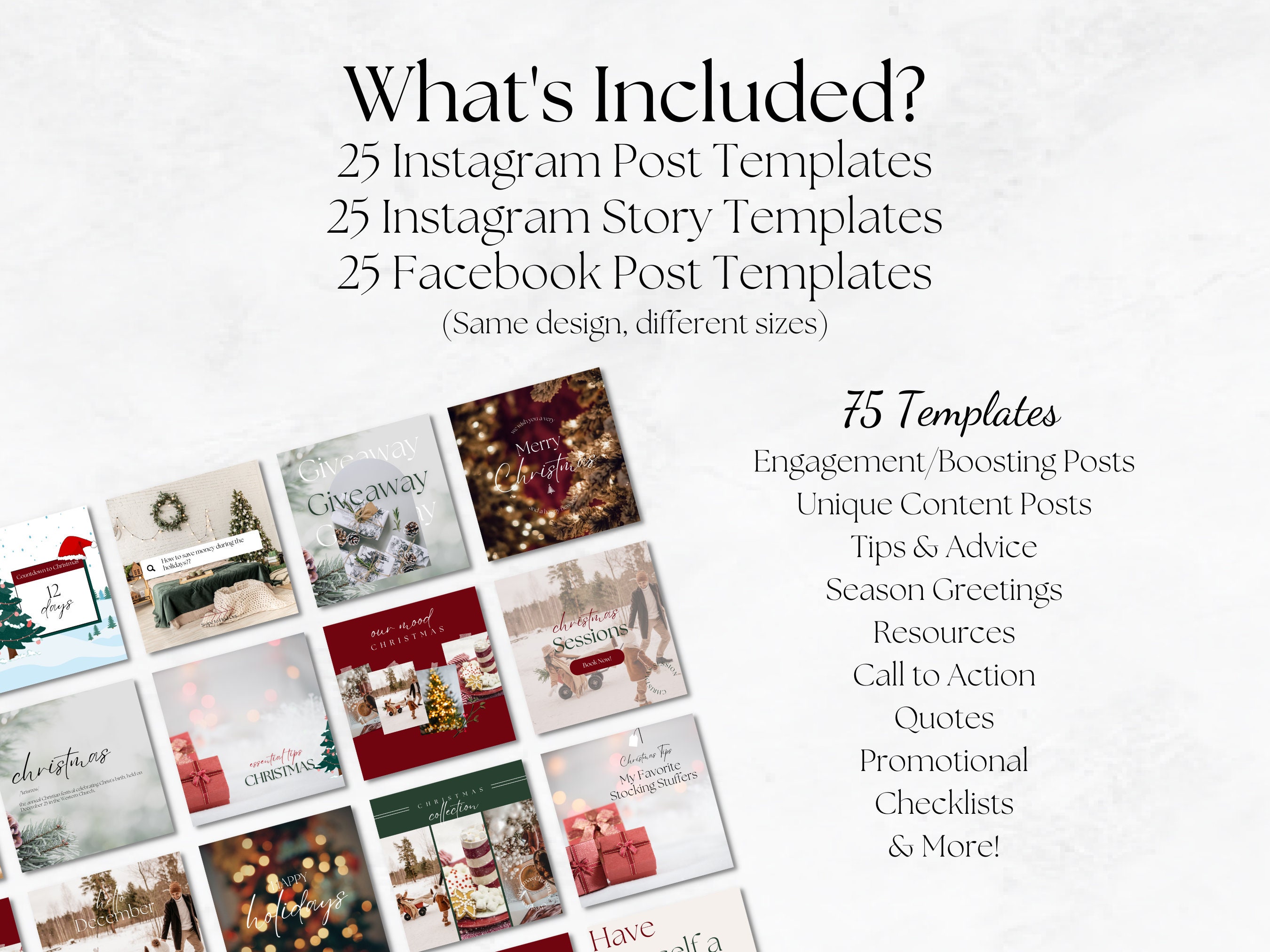Christmas Social Media Templates, Holiday Social Media Templates ...