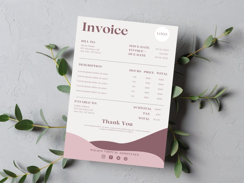 Invoice Template, Printable Invoice, Editable Invoice, Business Invoice ...