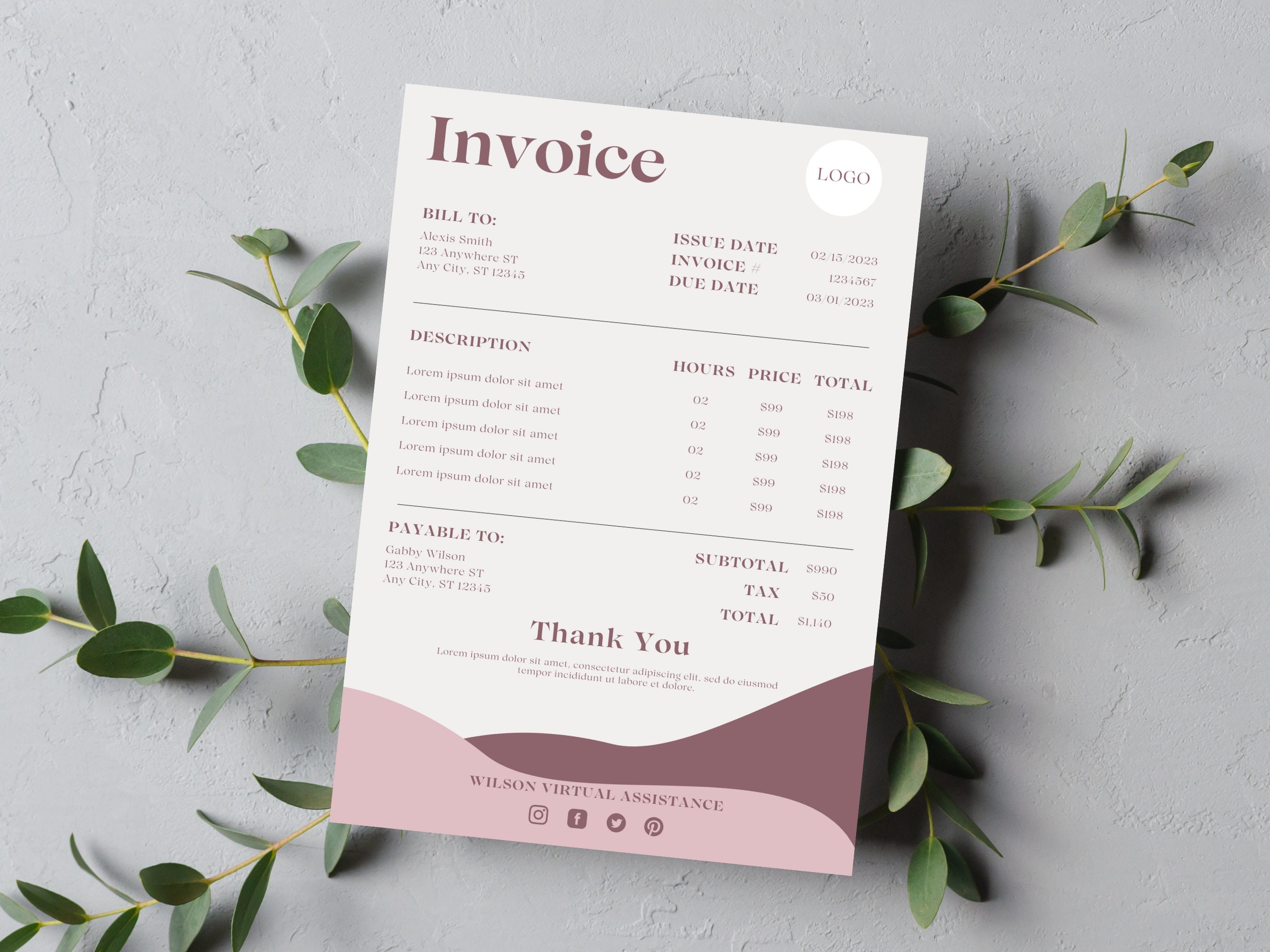 Invoice Template, Printable Invoice, Editable Invoice, Business Invoice ...