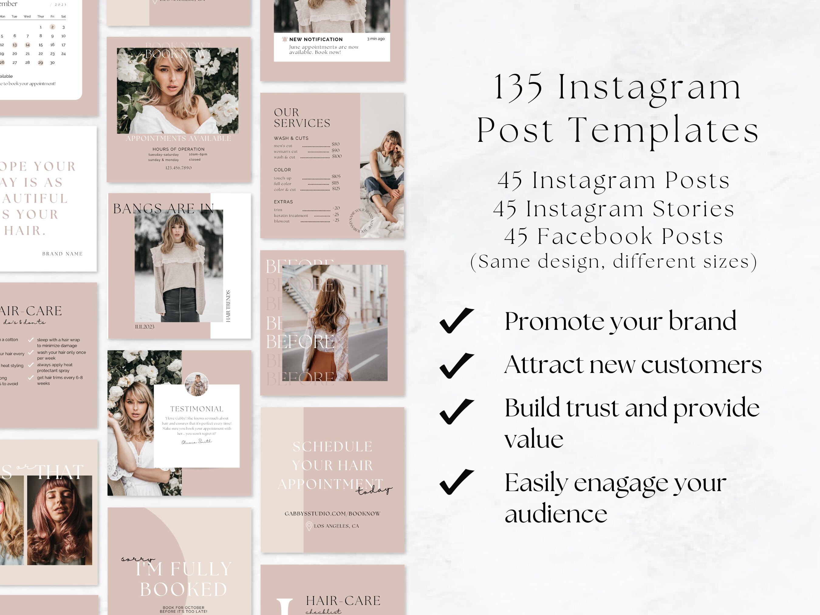Hairstylist Social Media Templates, Hair Salon Template, Hairdresser ...