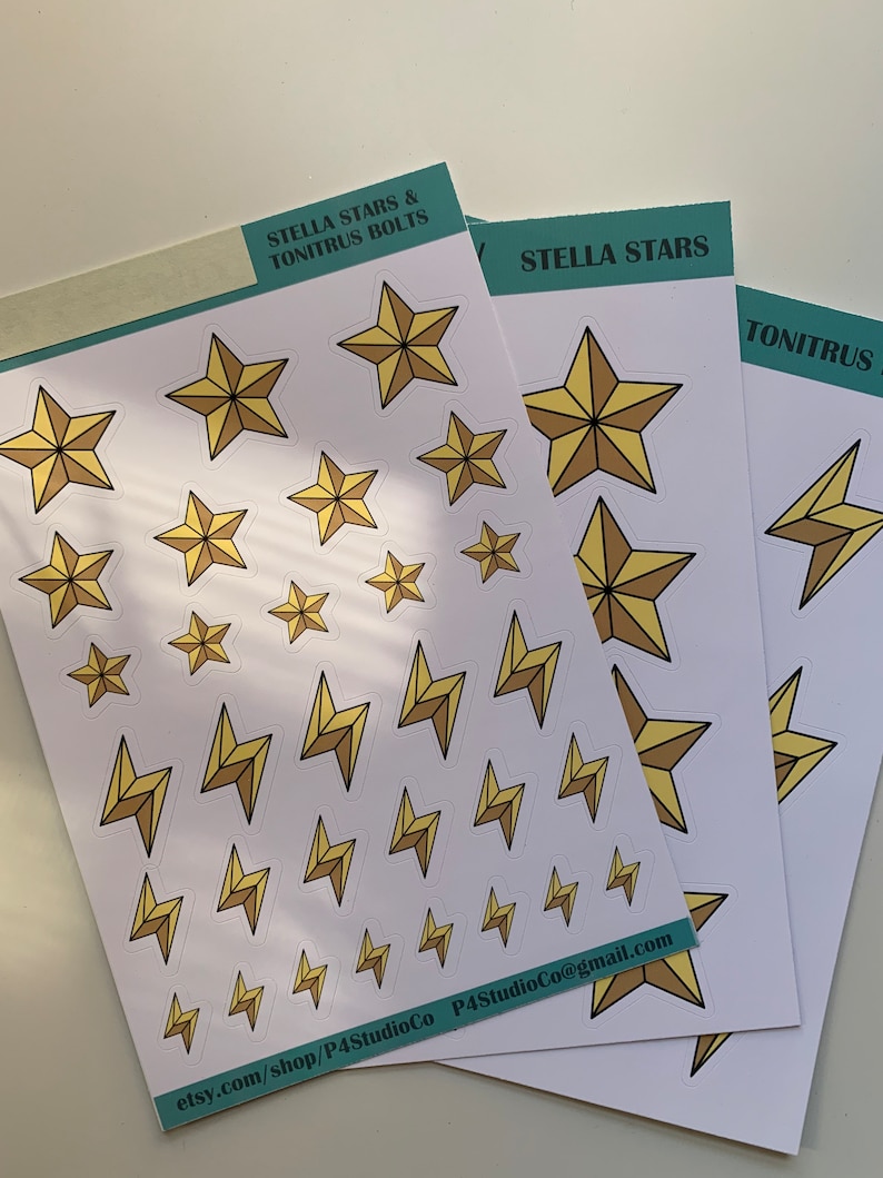Stella Star and Bolts Sticker Sheets - Etsy