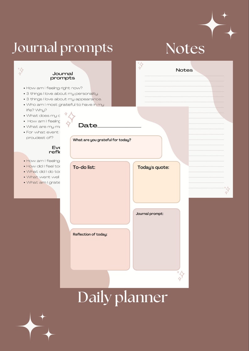 Digital Planner, Printable, Daily Planner, Journal Prompts, To-do List ...