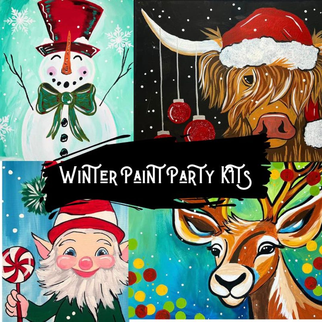 Winter Paint at Home Art Kit, DIY Paint Party Kit, Acrylic Art Kit ...