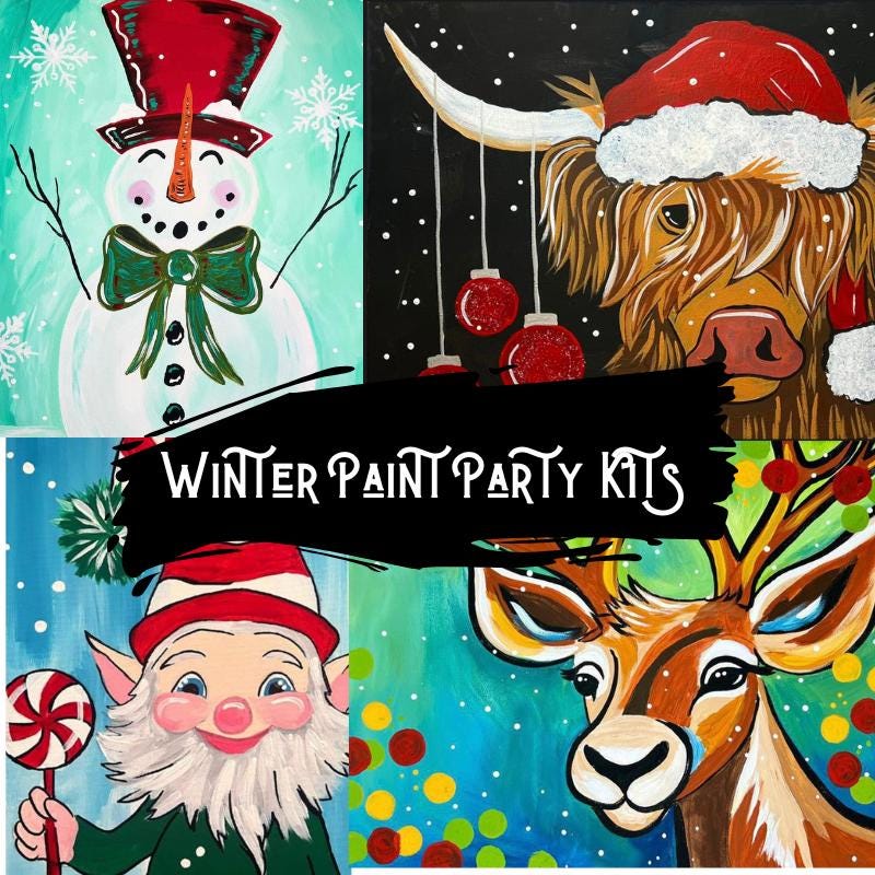 Winter Paint at Home Art Kit, DIY Paint Party Kit, Acrylic Art Kit ...