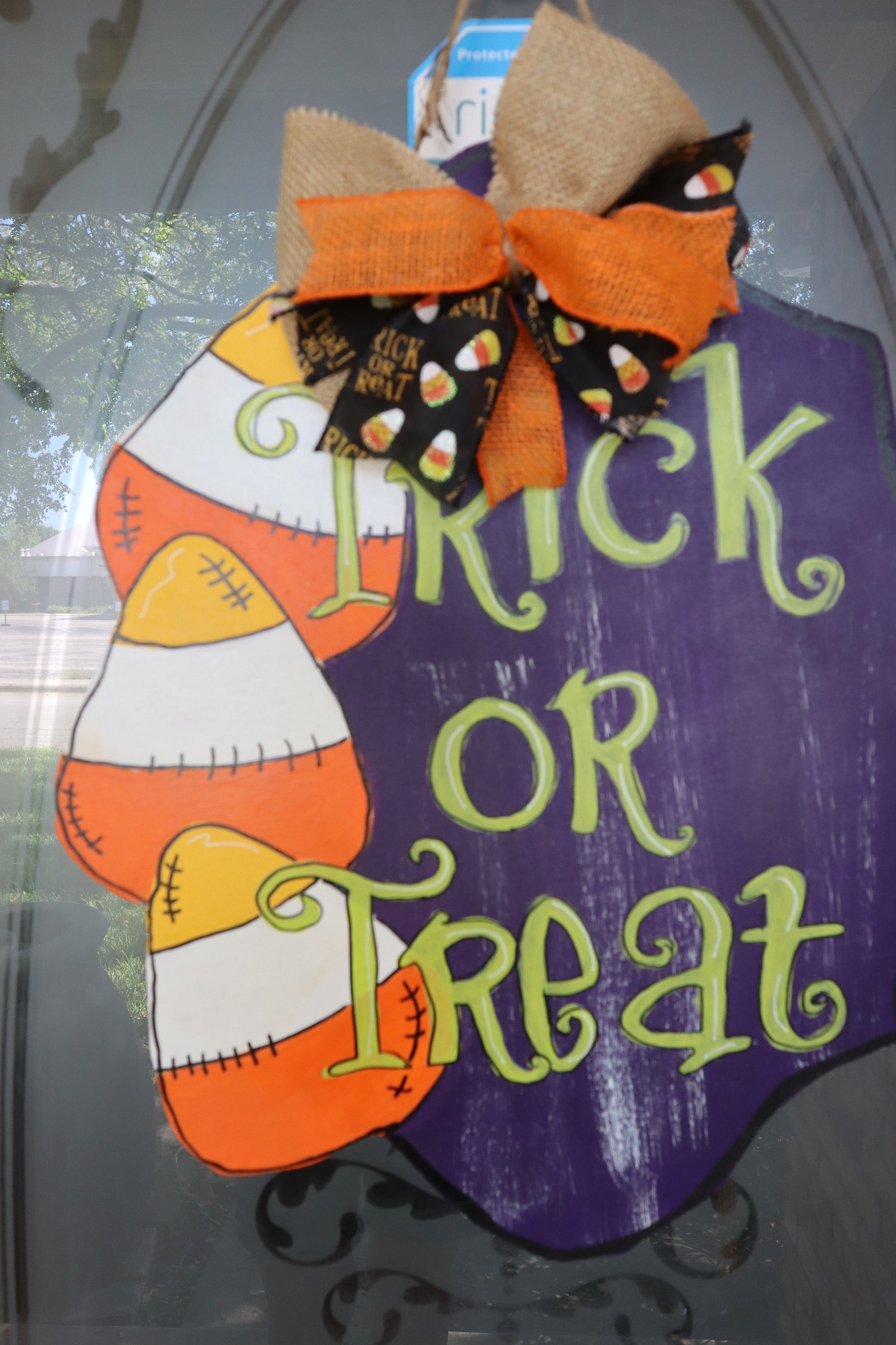 Trick or Treat Door Hanger, Fall Door Hanger, Candy Corn Sign ...