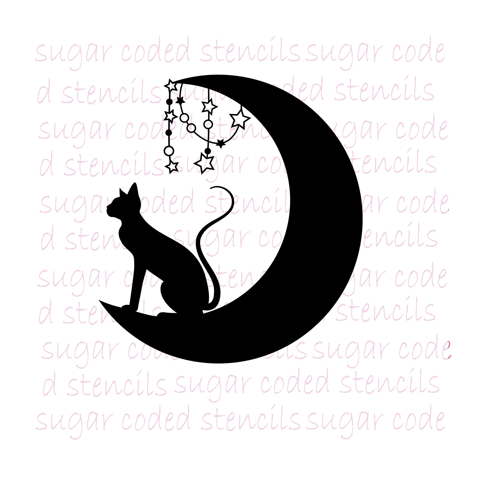 Cat Sitting on Moon Silk Screen Cookie Stencil - Etsy