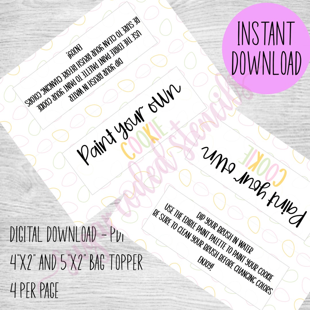 Easter Egg Outline 4" and 5" PYO Cookie Bag Topper | Printable | Easy ...