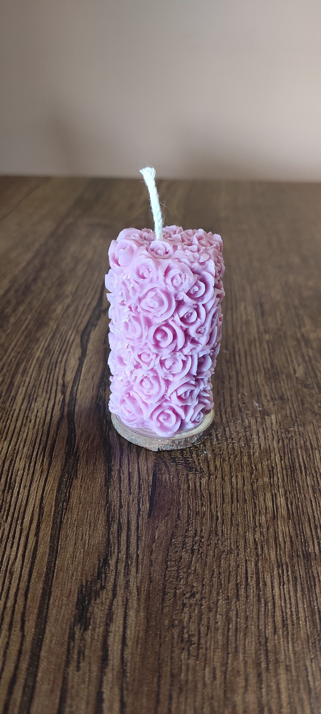 Handcrafted Scented Candle, Rose Pillar Candle, Pink Rose Candle ...
