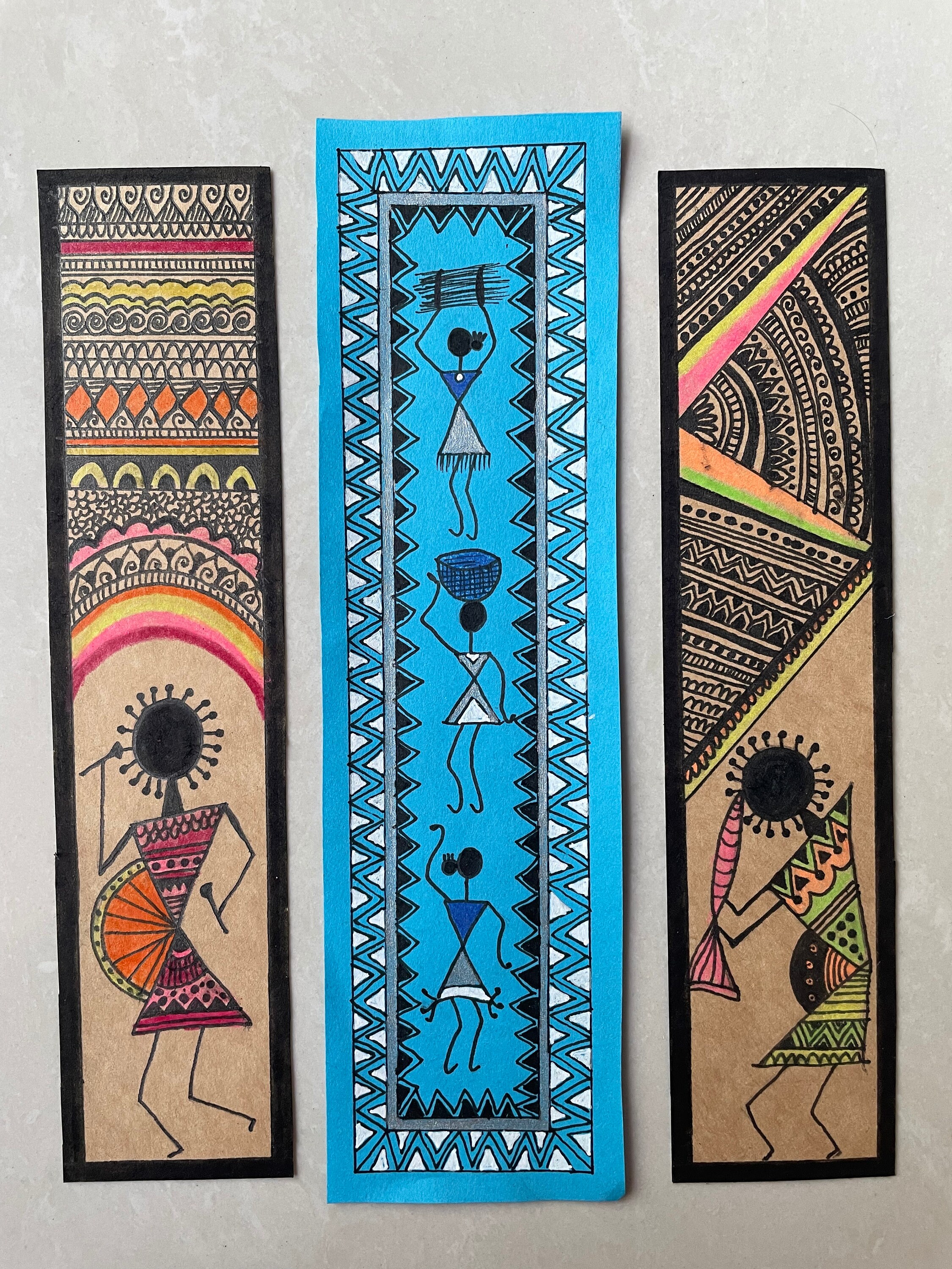 Customisable Hand Painted Warli Art Book Marks - Etsy