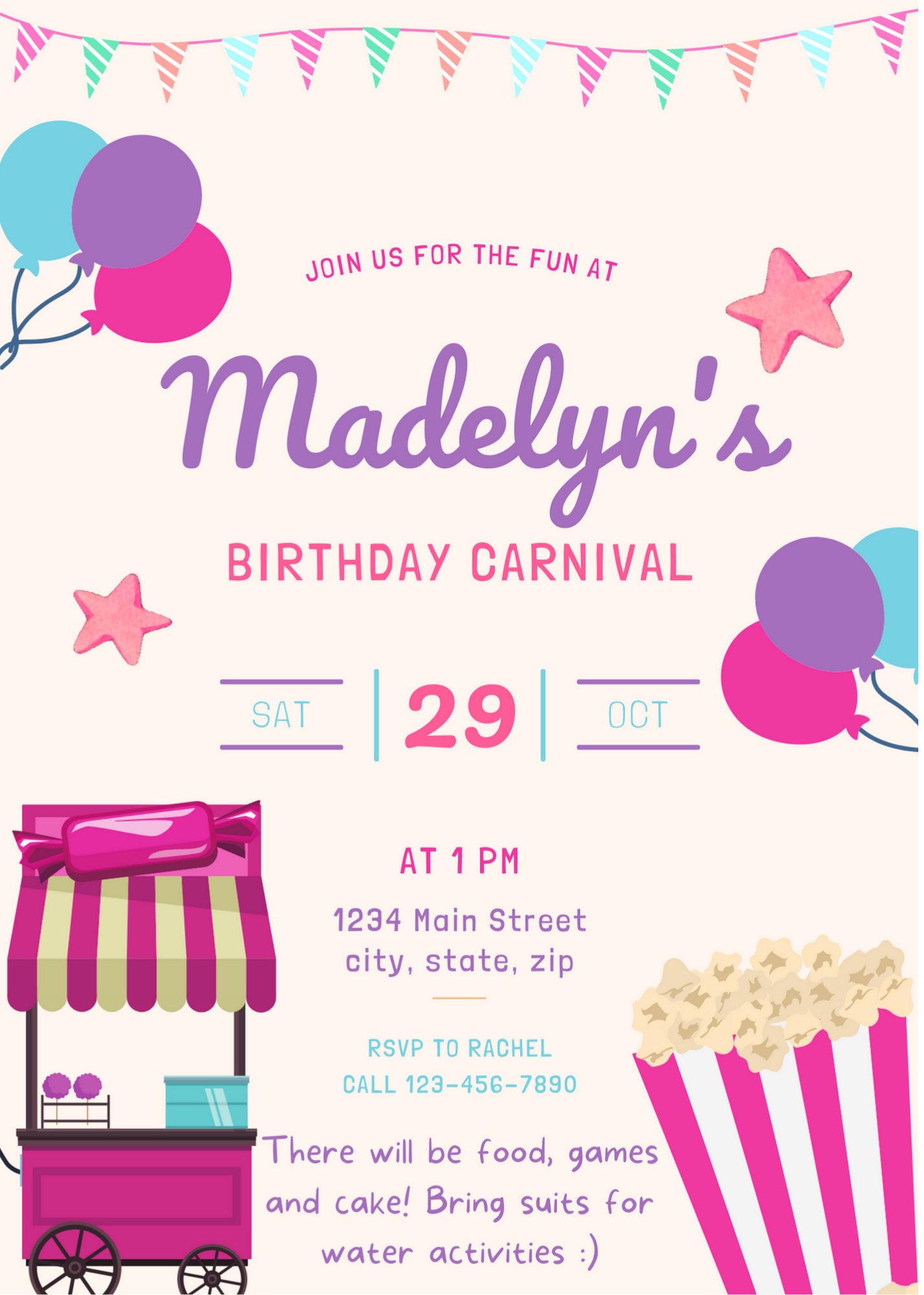 EDITABLE Carnival Invitation Birthday Party Instant Download Image ...