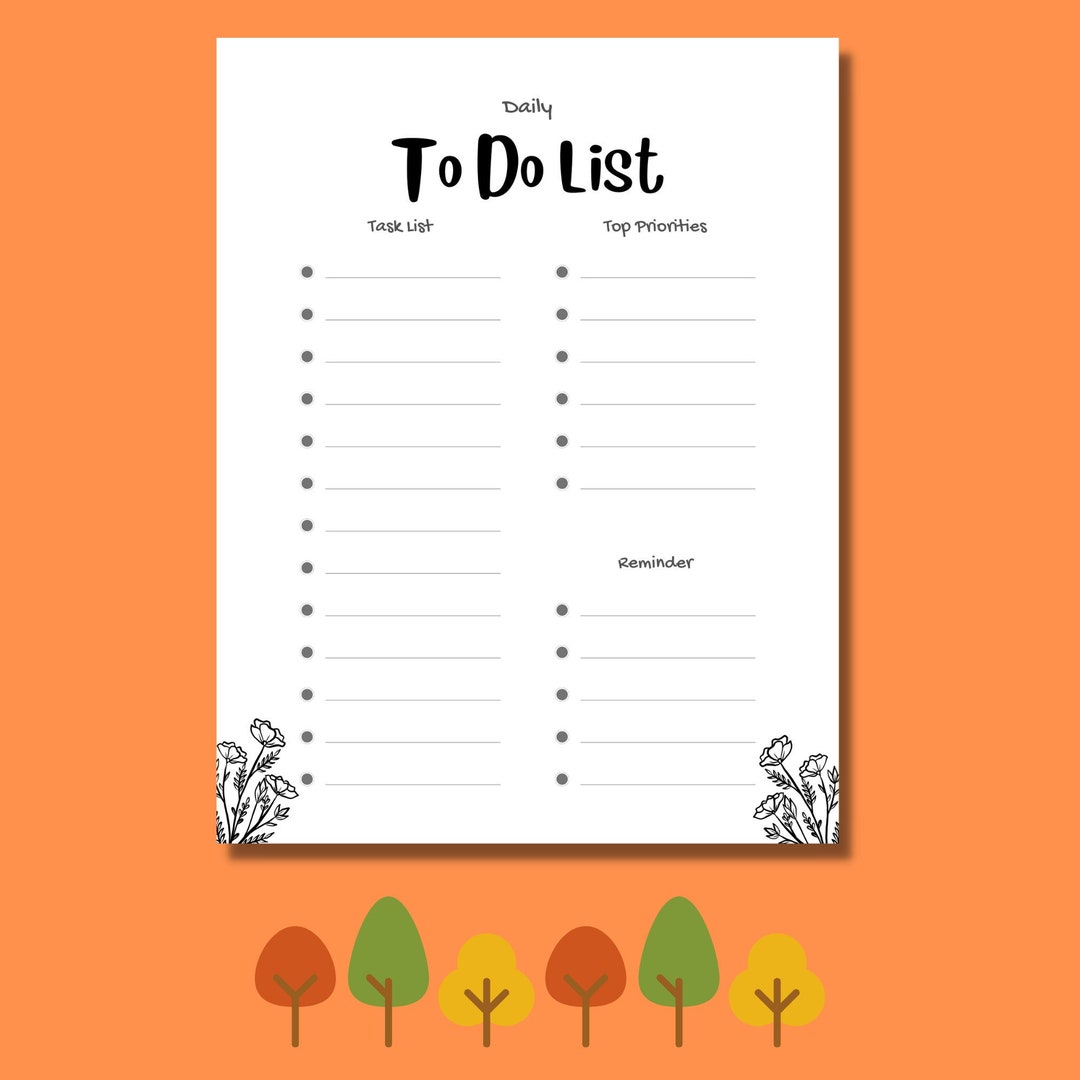 Printable to Do List Daily, Weekly To-do Pdf Planner Checklist A4 and ...