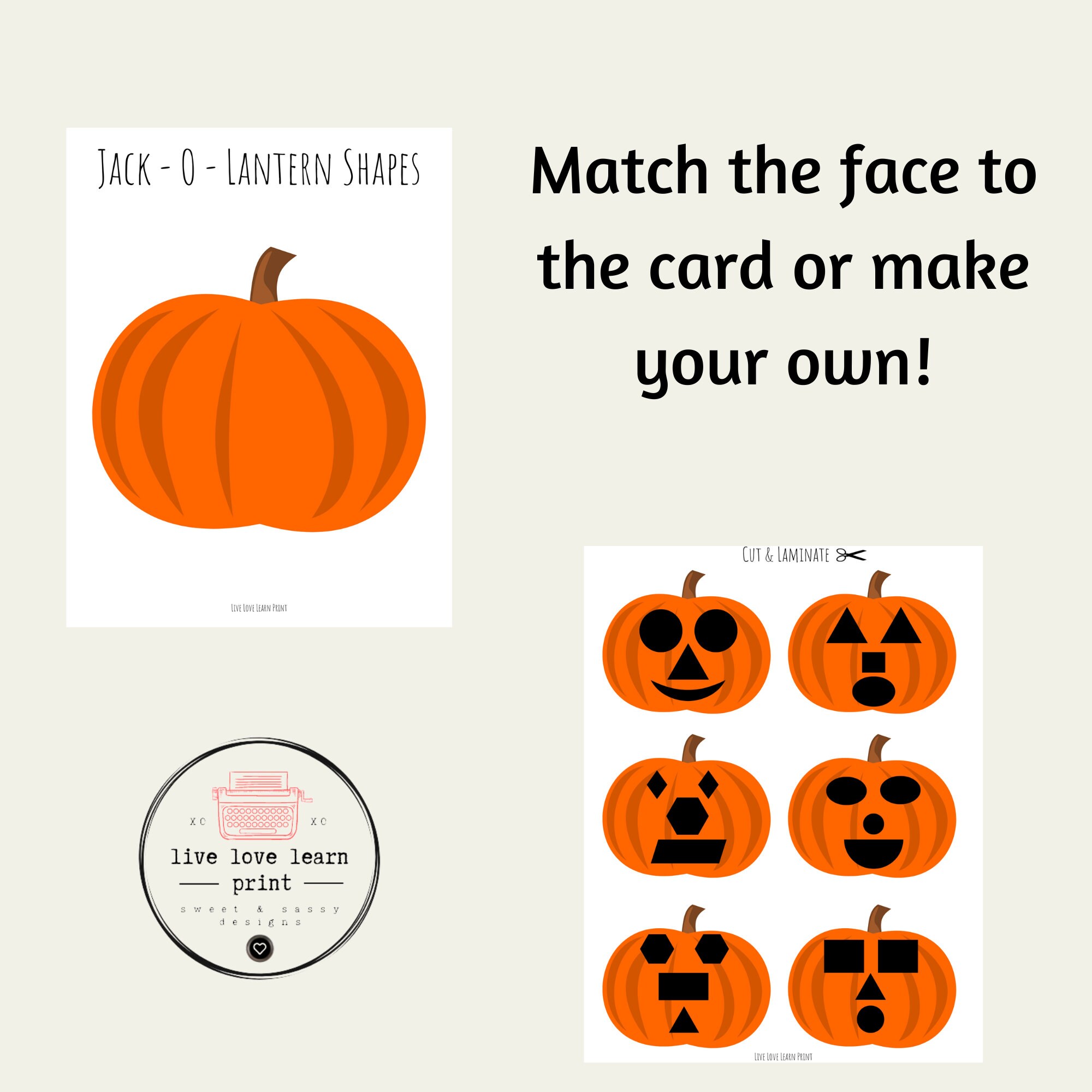 Jack-o-lantern Shapes Printable Activity Halloween Activity - Etsy