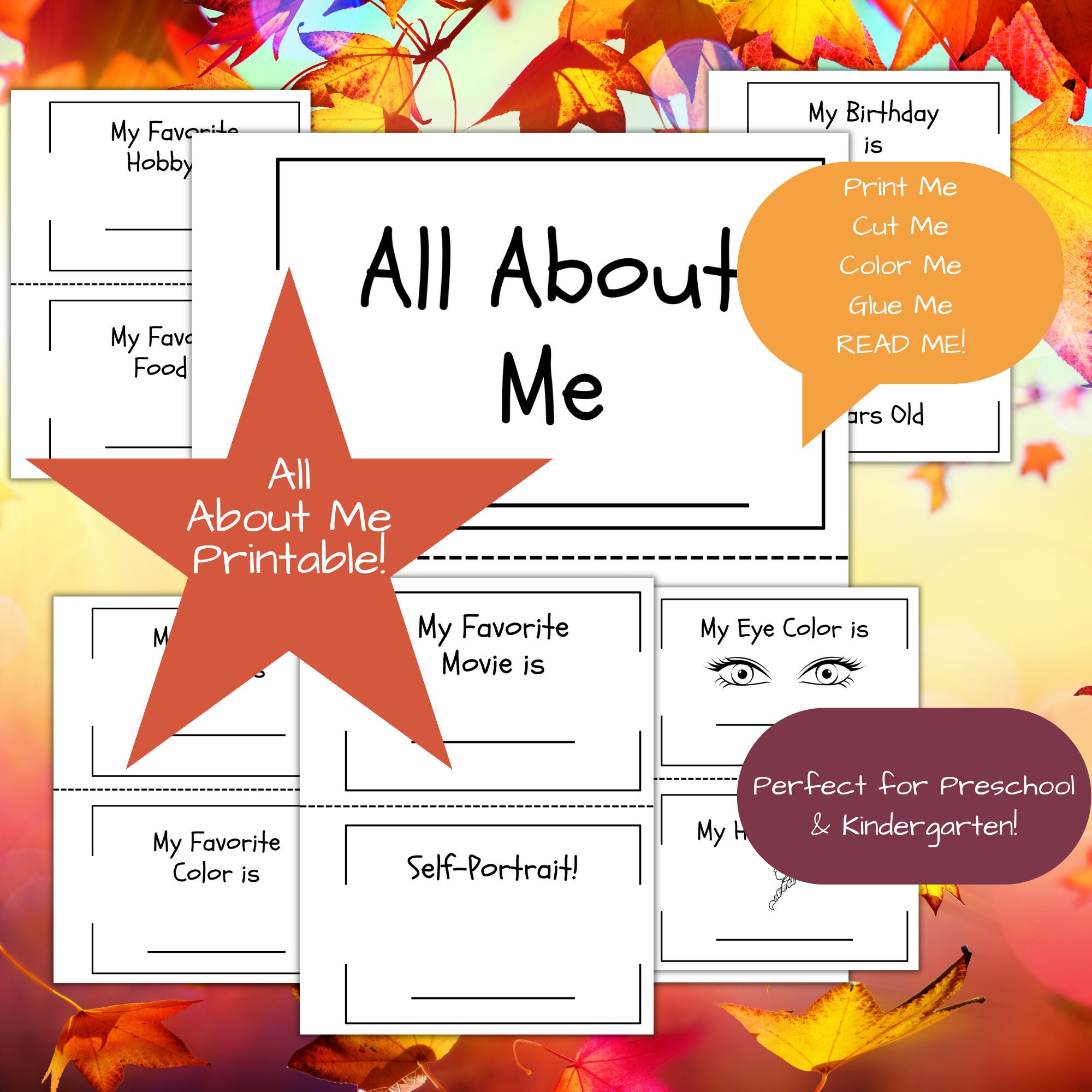 Student About Me, All About Me Printable Back to School, First Day of ...