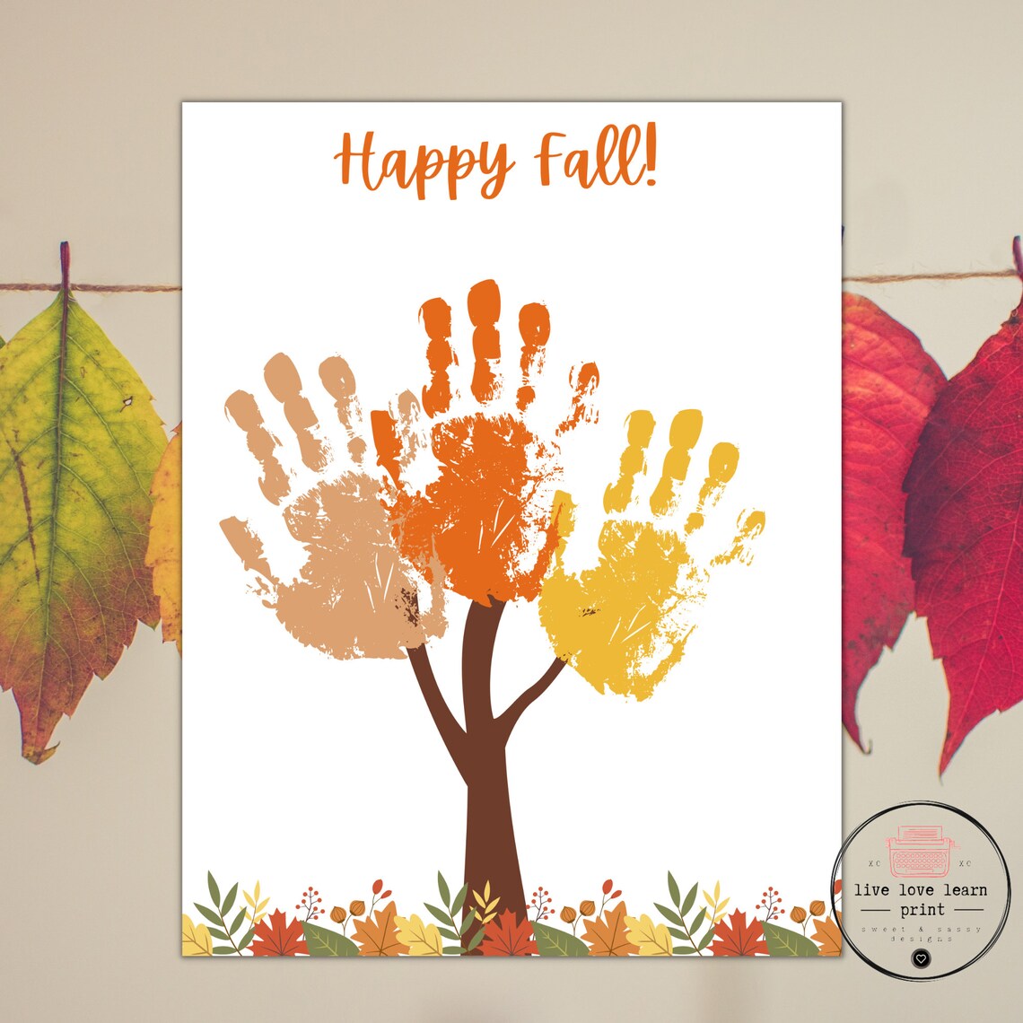 Fall Handprint Keepsake Art Fall Greeting Card Fall Craft - Etsy