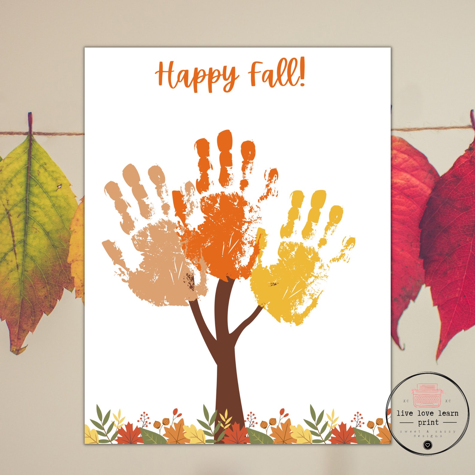 Fall Handprint Keepsake Art Fall Greeting Card Fall Craft - Etsy