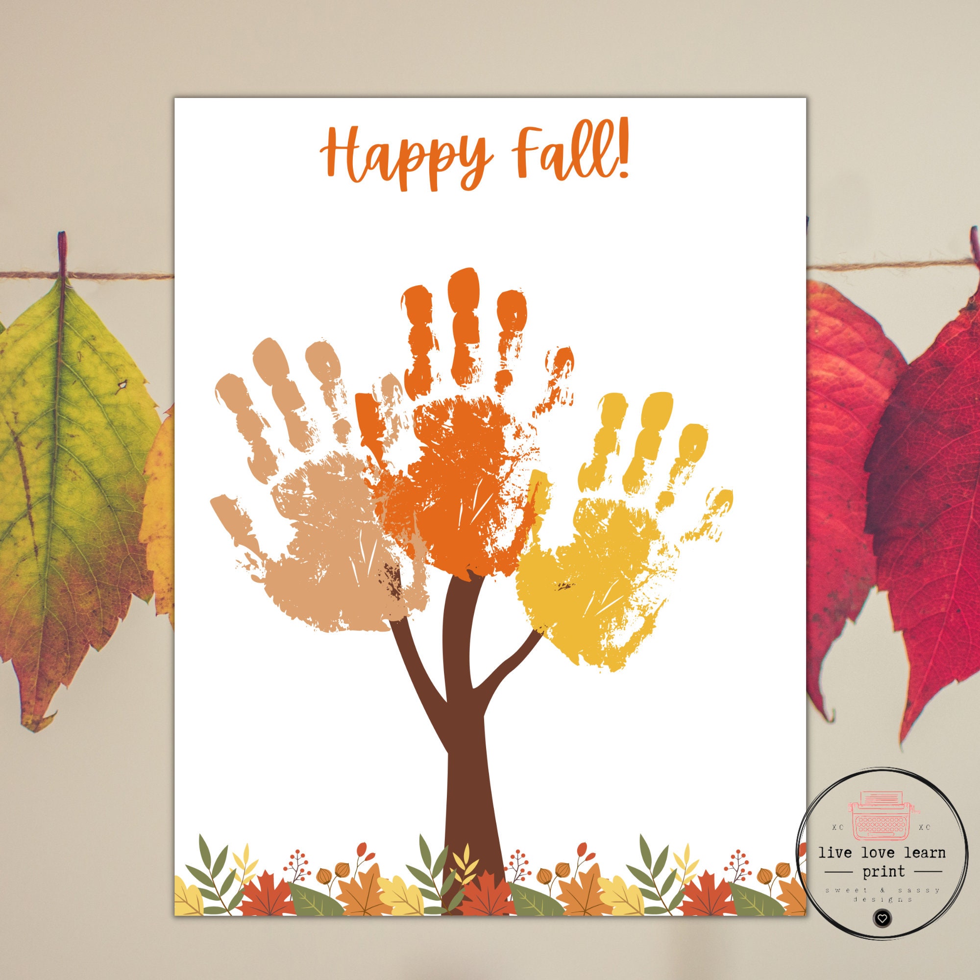 Fall Handprint Keepsake Art Fall Greeting Card Fall Craft - Etsy
