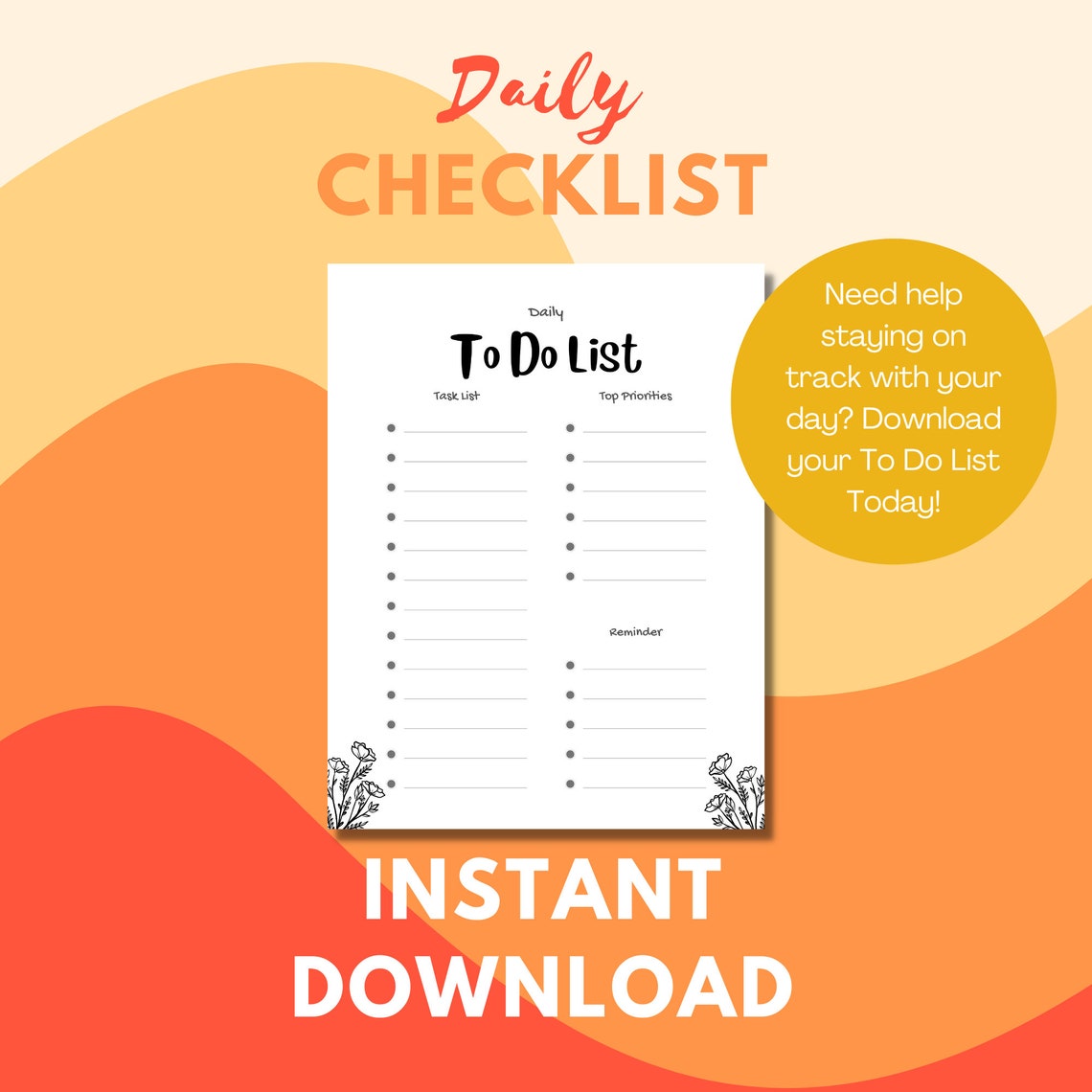 Printable to Do List Daily, Weekly To-do Pdf Planner Checklist A4 and ...