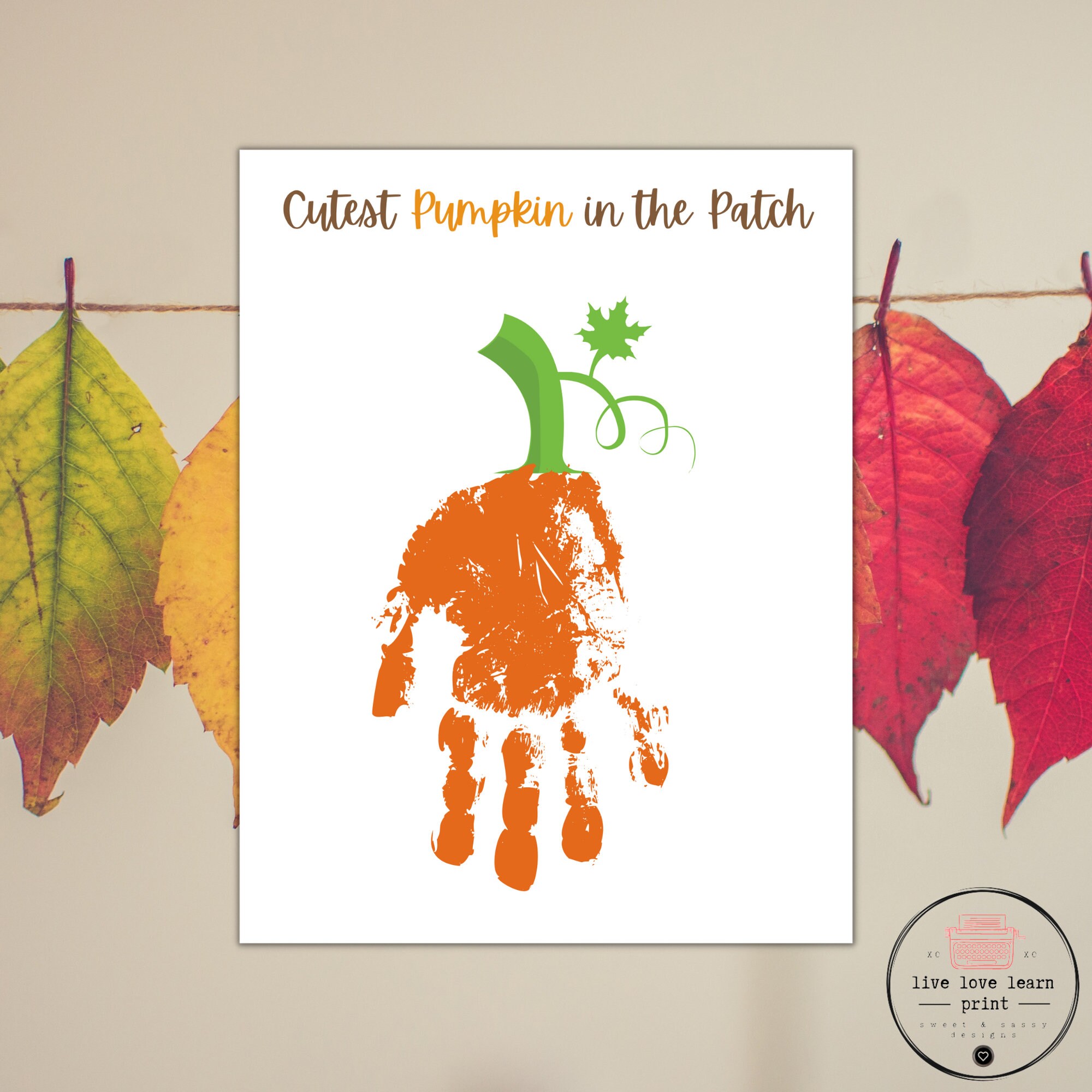 Fall Handprint Keepsake Art Fall Greeting Card Fall Craft - Etsy