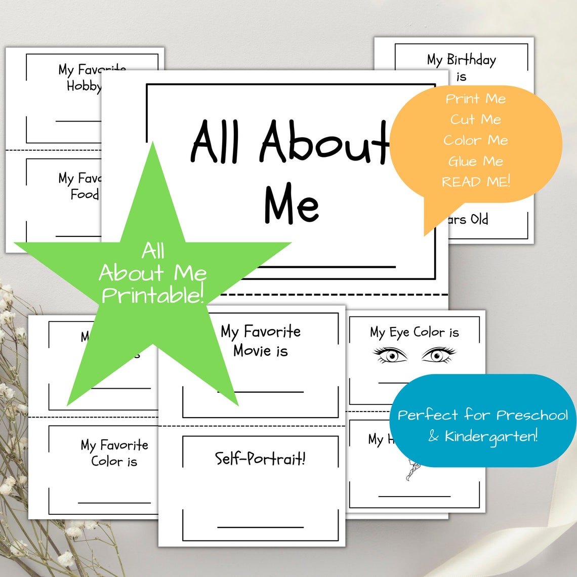 Student About Me, All About Me Printable Back to School, First Day of ...