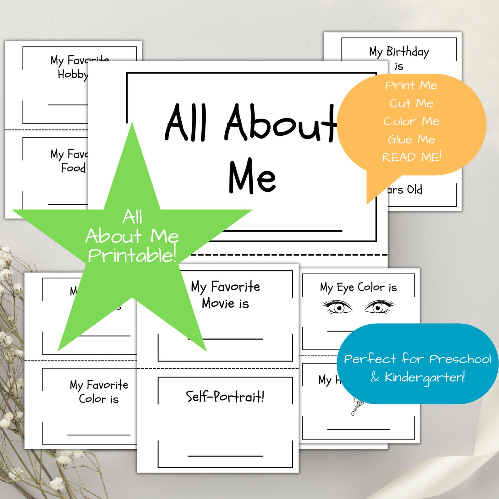 Student About Me, All About Me Printable Back to School, First Day of ...