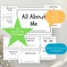 Student About Me, All About Me Printable Back to School, First Day of ...