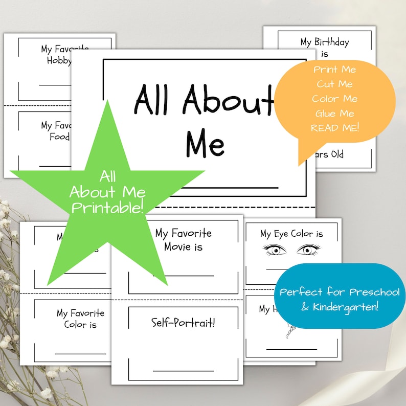 Student About Me, All About Me Printable Back to School, First Day of ...