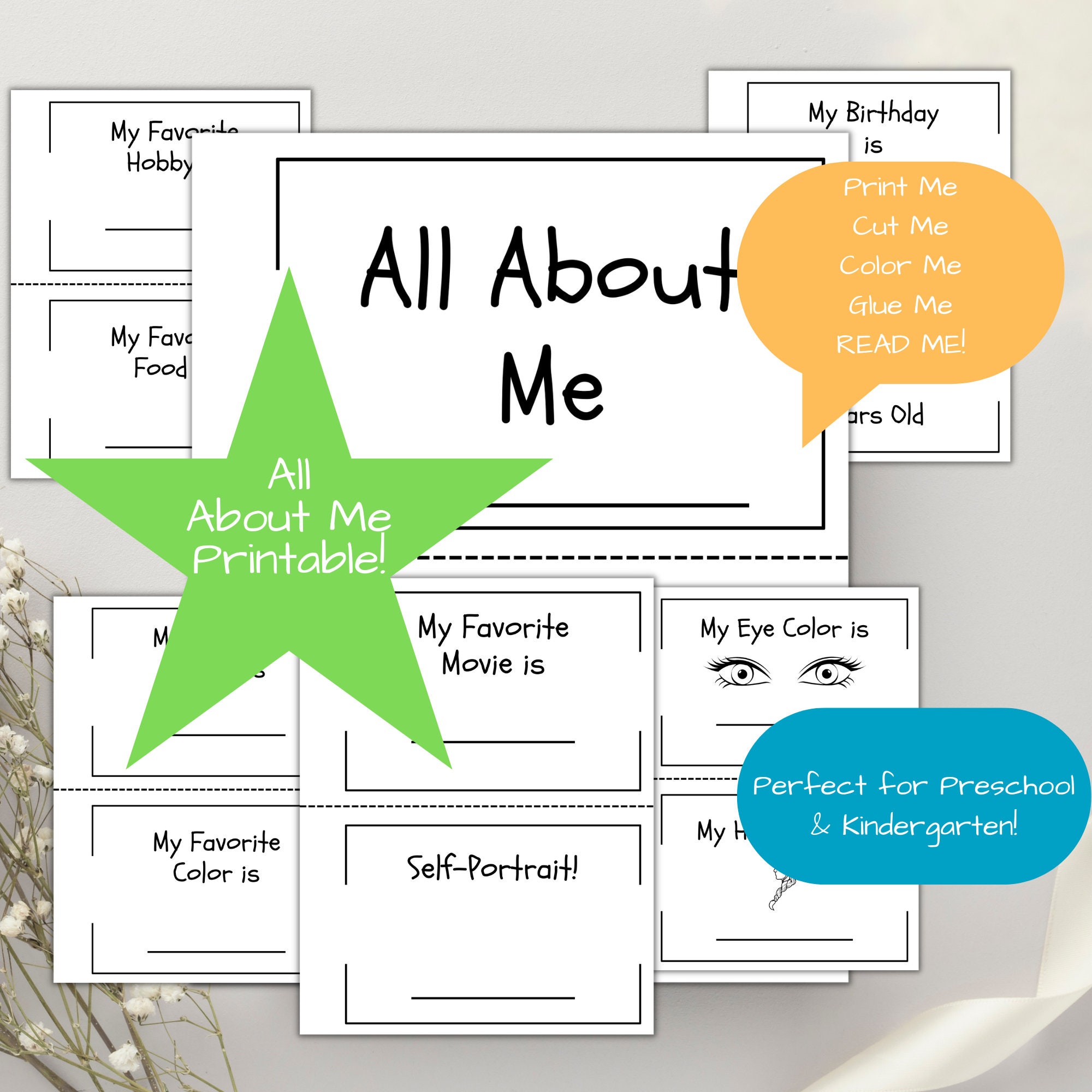 Student About Me, All About Me Printable Back to School, First Day of ...