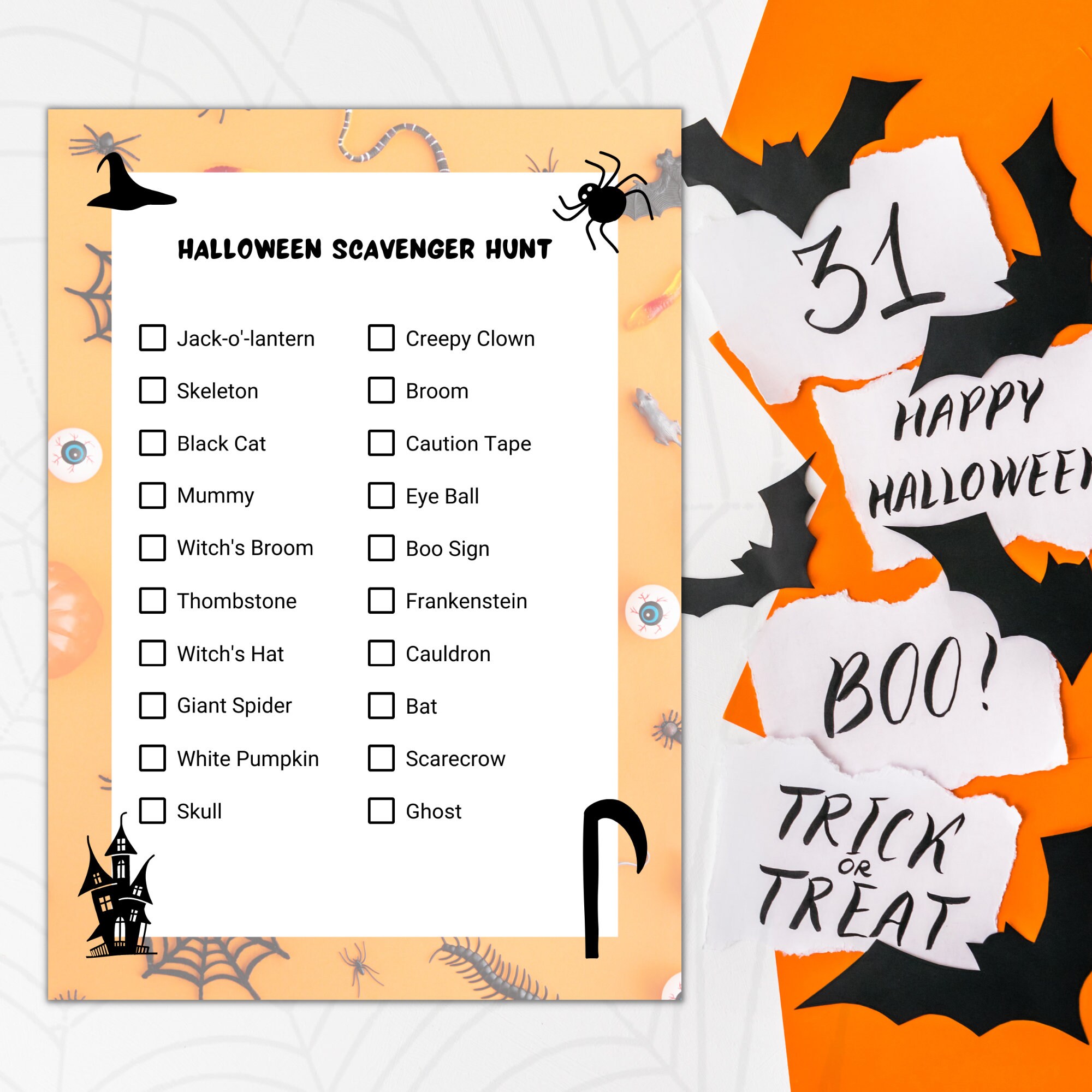 Halloween Scavenger Hunt Printable Elementary Kids Games Neighborhood ...
