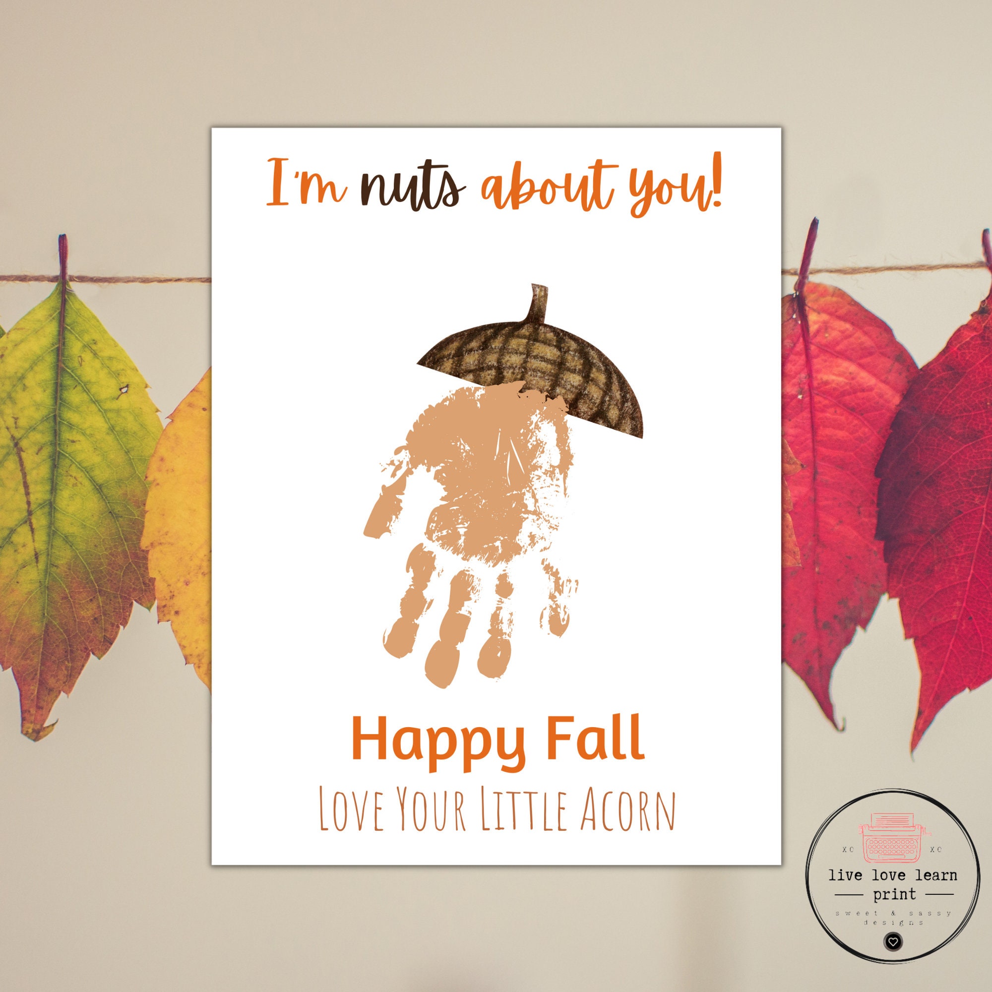 Fall Handprint Keepsake Art Fall Greeting Card Fall Craft - Etsy