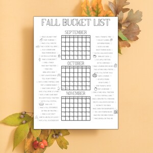 PRINTABLE Fall Bucket List Fall Countdown Poster Fall - Etsy