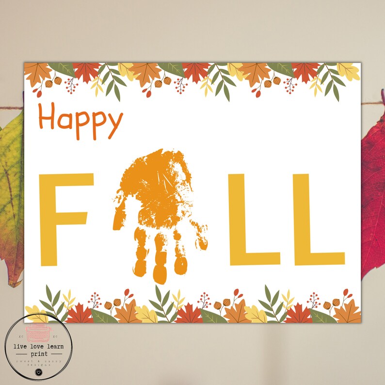 Fall Handprint Keepsake Art Fall Greeting Card Fall Craft - Etsy