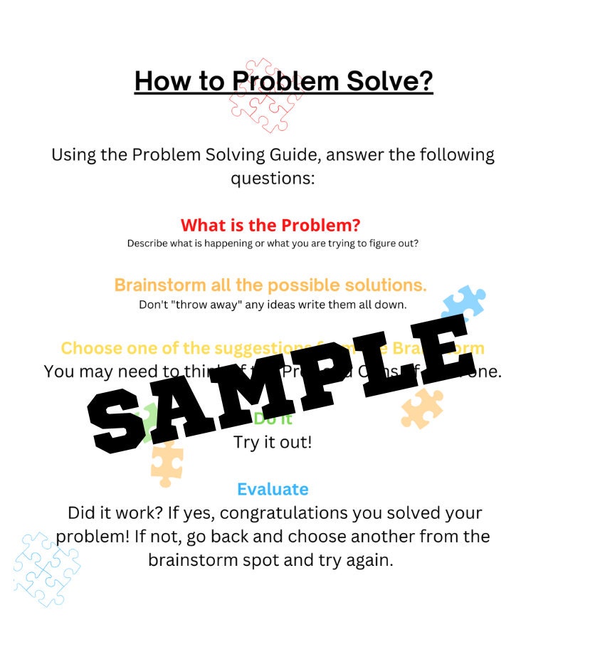Problem Solving- What is the Problem? Worksheet and Cue Cards - Etsy