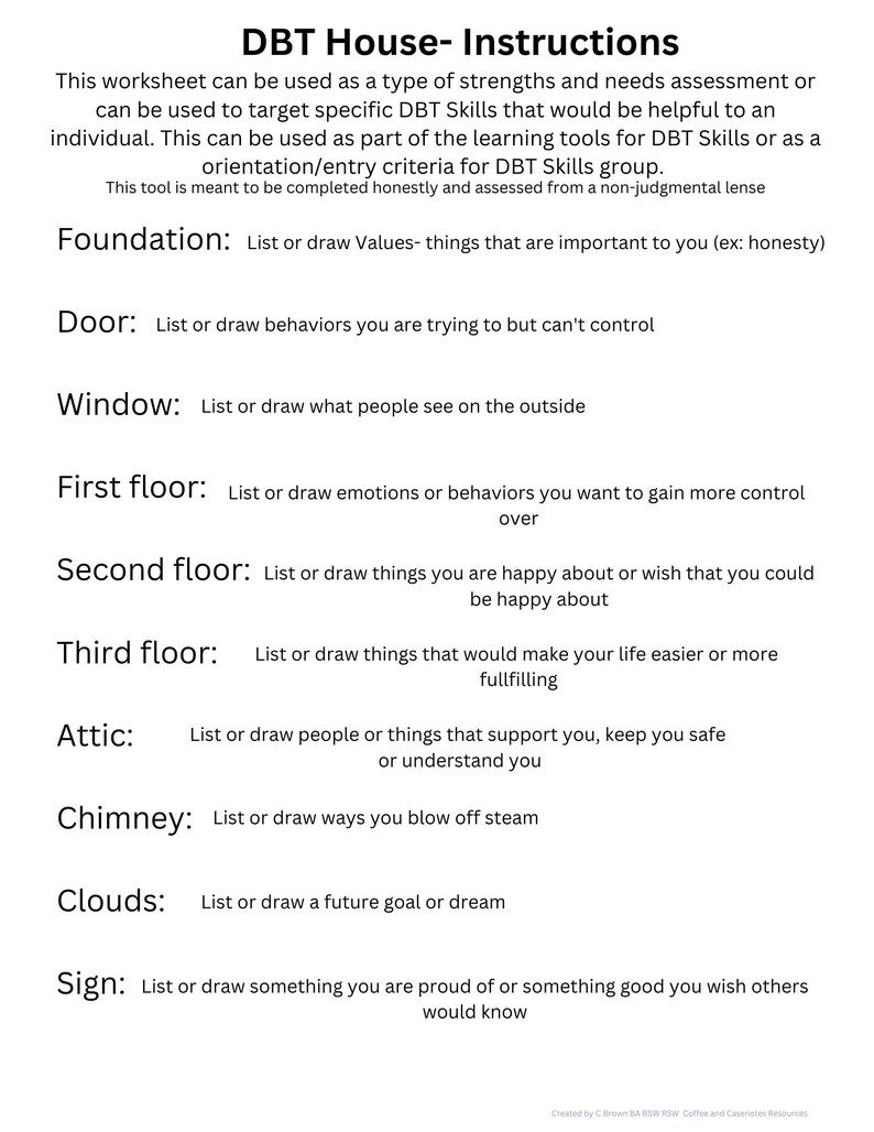 DBT House- Skills Assessment Tool - Etsy