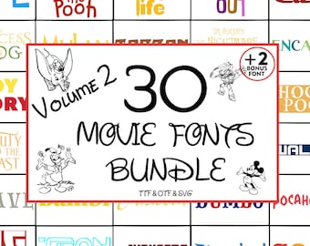 30 Animated Film Font Bundle | TTF SVG OTF | Cartoon Style Typeface ...