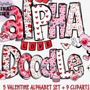 Valentines Day Alphabet PNG, Valentines Doodle, Valentines Letters ...